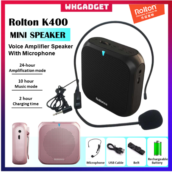 Rolton K400 Voice Amplifier Mic & Speaker Portable Speaker Microphone Bluetooth Mini For Teacher ...