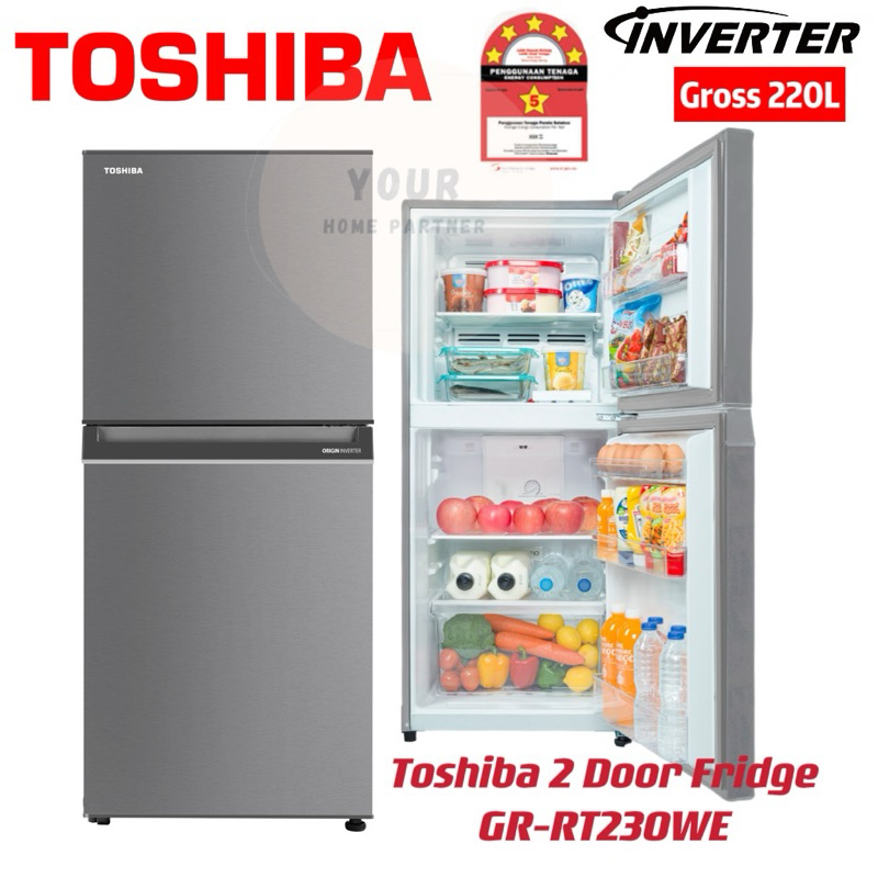 Toshiba 2 Door Inverter Fridge GR-RT230WE-PMY(SS) (220L)Gross Capacity ...