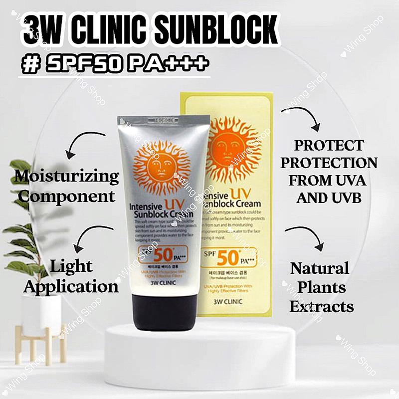 3W Clinic Sunscreen Sunblock Cream Prevent Intensive UV SPF50+ PA ...