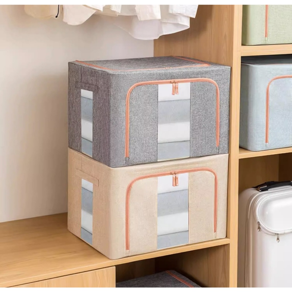 66L Storage Box Foldable Box Steel Frame Detachable Storage Box clothes ...