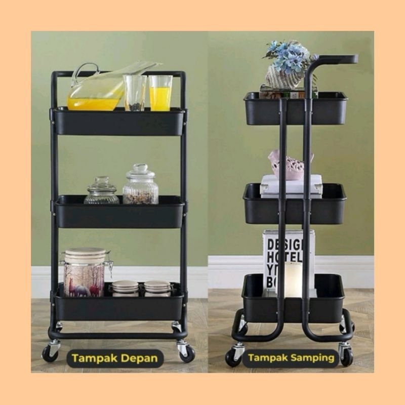 [Ready Stock] HICOOK 3 Tier Multifunctional Metal Trolley Storage Rack ...