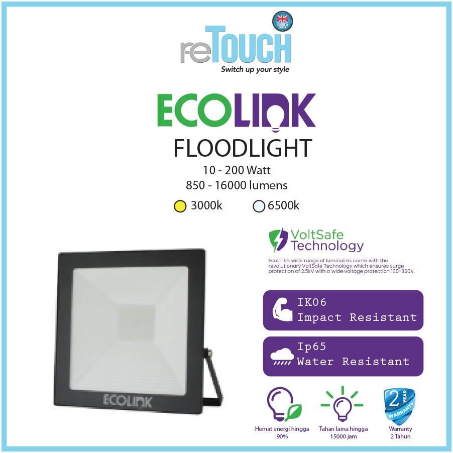 [ECOLINK] Outdoor Floodlight Waterproof Weatherproof 10W 20W 30W 50W 70W 100W 150W 200W | Shopee ...