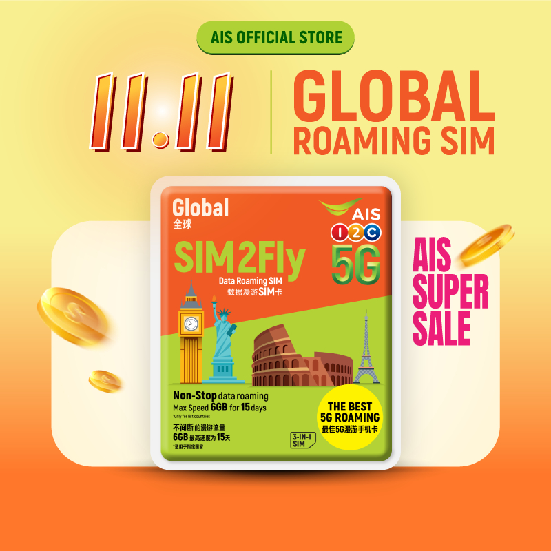 【Global Travel AIS Sim Card】【15Days 6GB】【5G High Speed Data】【AIS SIM2Fly 899】+Travel Prepaid Sim ...