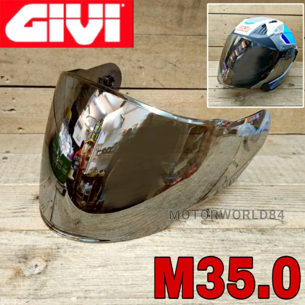 VISOR GIVI HELMET M35.0 SCUDO CHROME GIVI OPEN FACE HELMET TOPI KELEDAR GIVI DOUBLE VISOR CERMIN ...