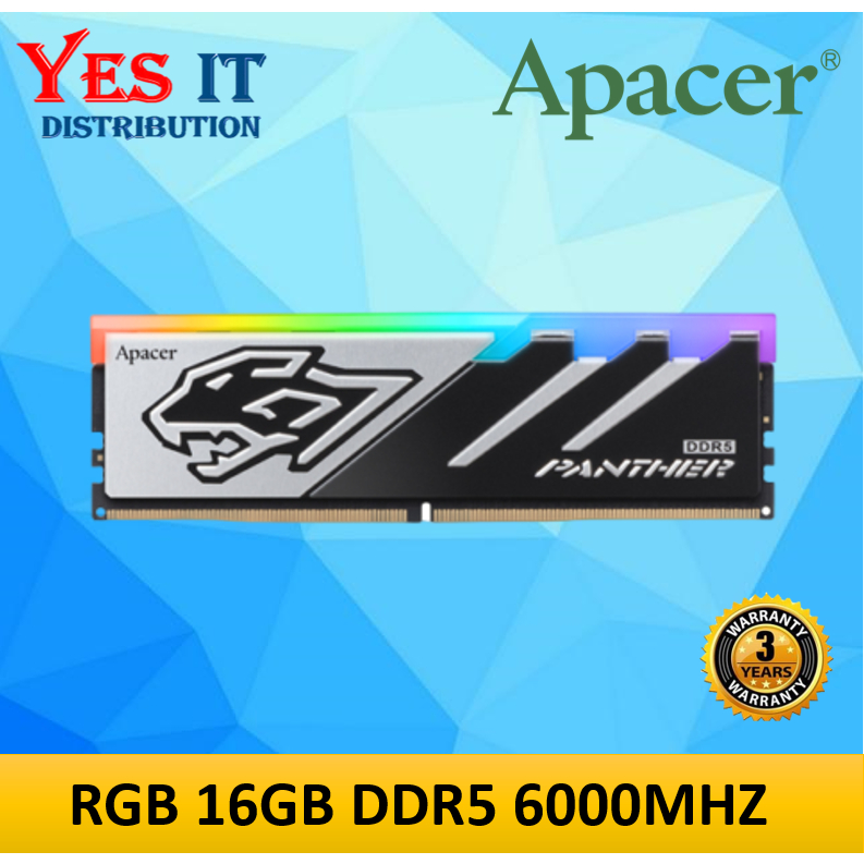 Apacer Panther RGB 16B / 32GB (2x16GB) 6000MHz DDR5 CL40 Gaming Memory ...