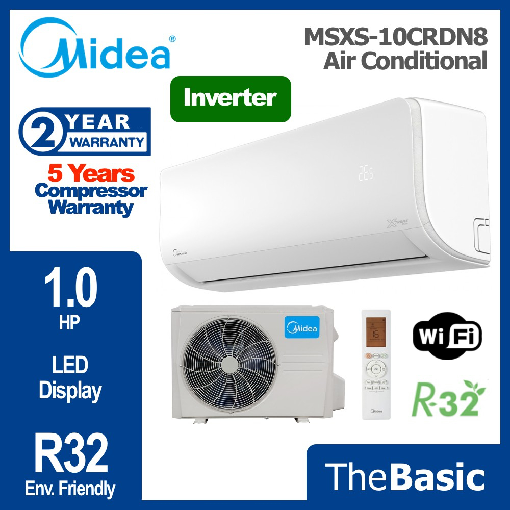 MIDEA AirCond 1.0HP-2.5HP R32 Xtreme SavE Inverter Air Conditioner WiFi Ready (MSXS-10CRDN8 ...