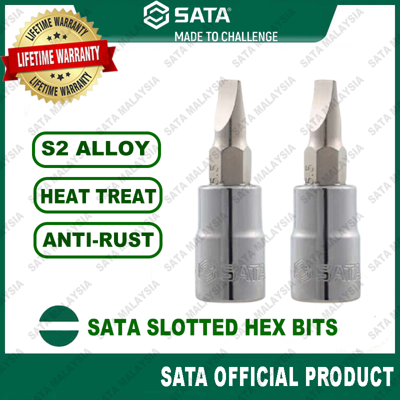 SATA Slotted Bit Socket 1/4" 3/8" Drive Bit Socket Soket Bit (-) S2 ...
