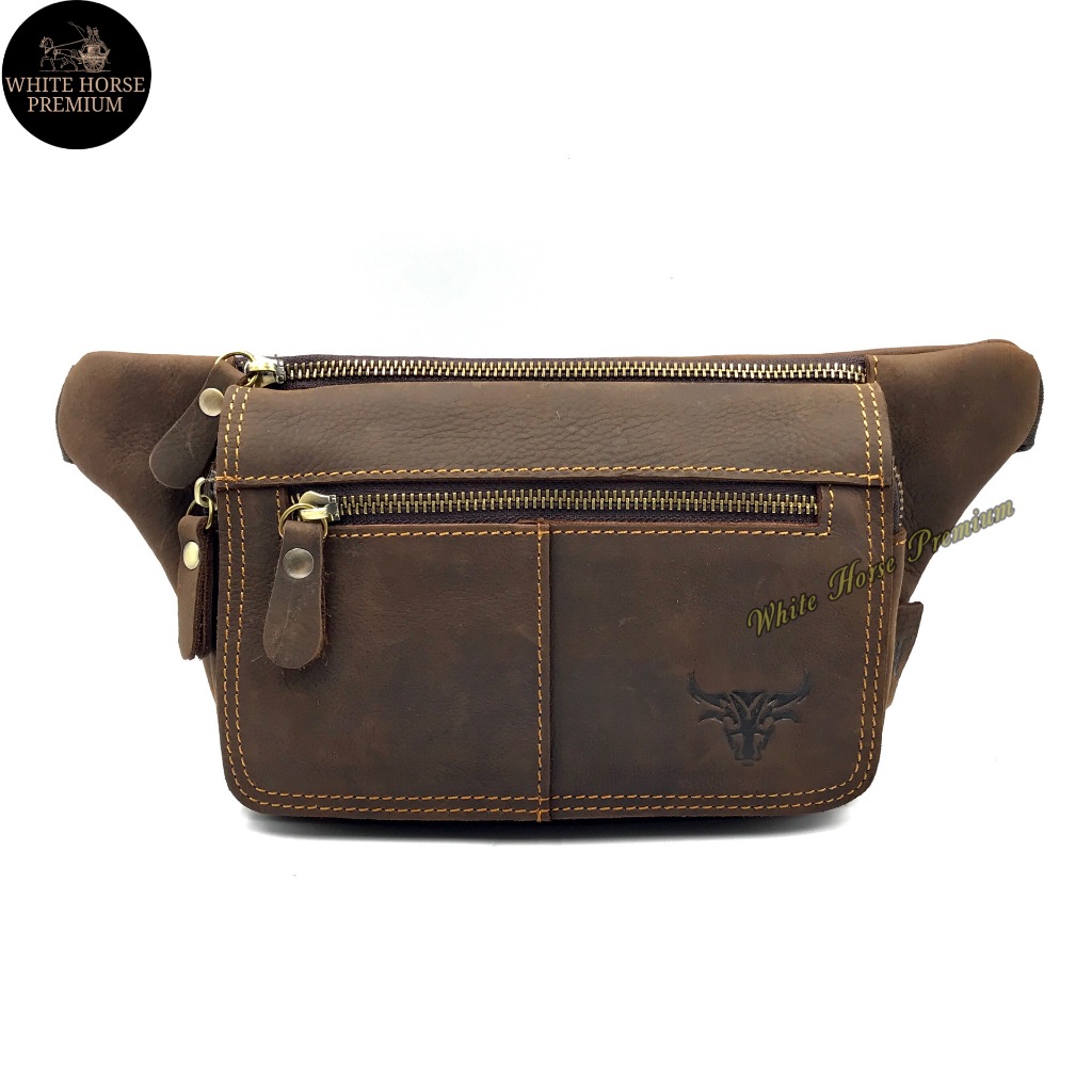 Rush Rider Beg Pinggang Kulit Asli Leather Thin Waist Bag Pouch Bag Men ...