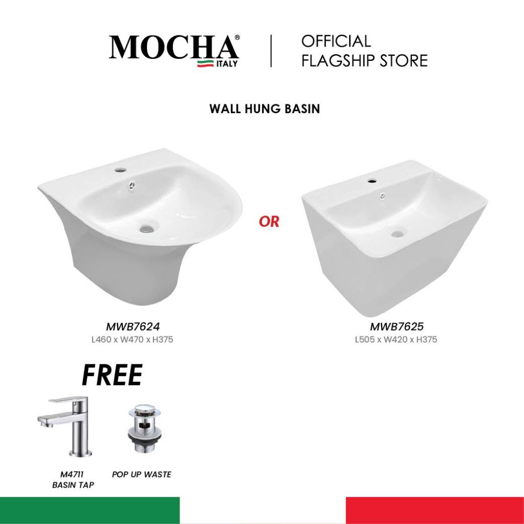Mocha Premium Wall Hung Basin MWB7624 Sinki Tandas Toilet bothroom ...
