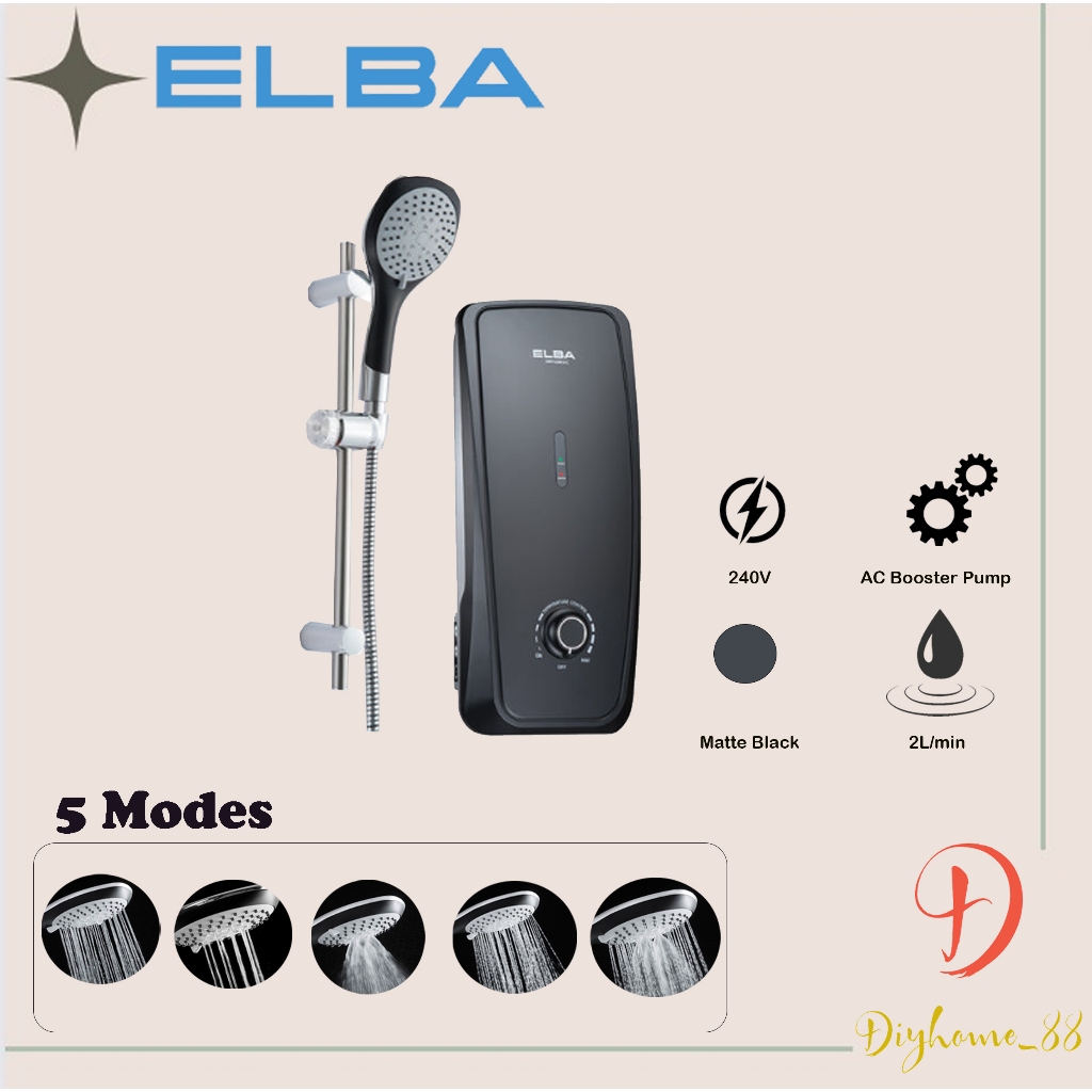 Elba Instant Water Heater ATTIVO Series EWH-G3663AC (MB)/ AC Booster ...