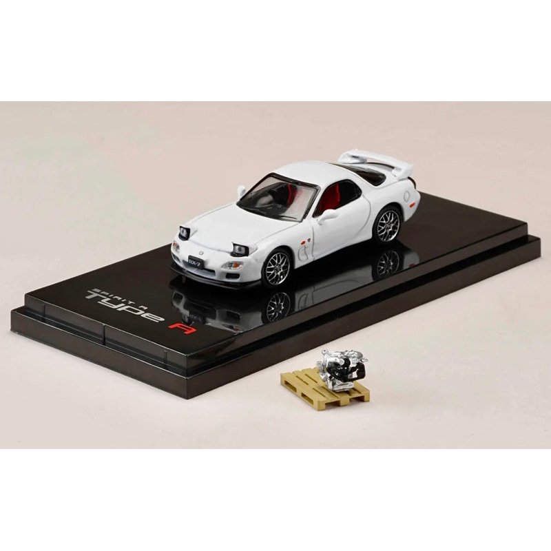 HOBBY JAPAN 1:64 Mazda RX-7 (FD3S) Spirit-R Type in Pure White with Engine Display Model ...