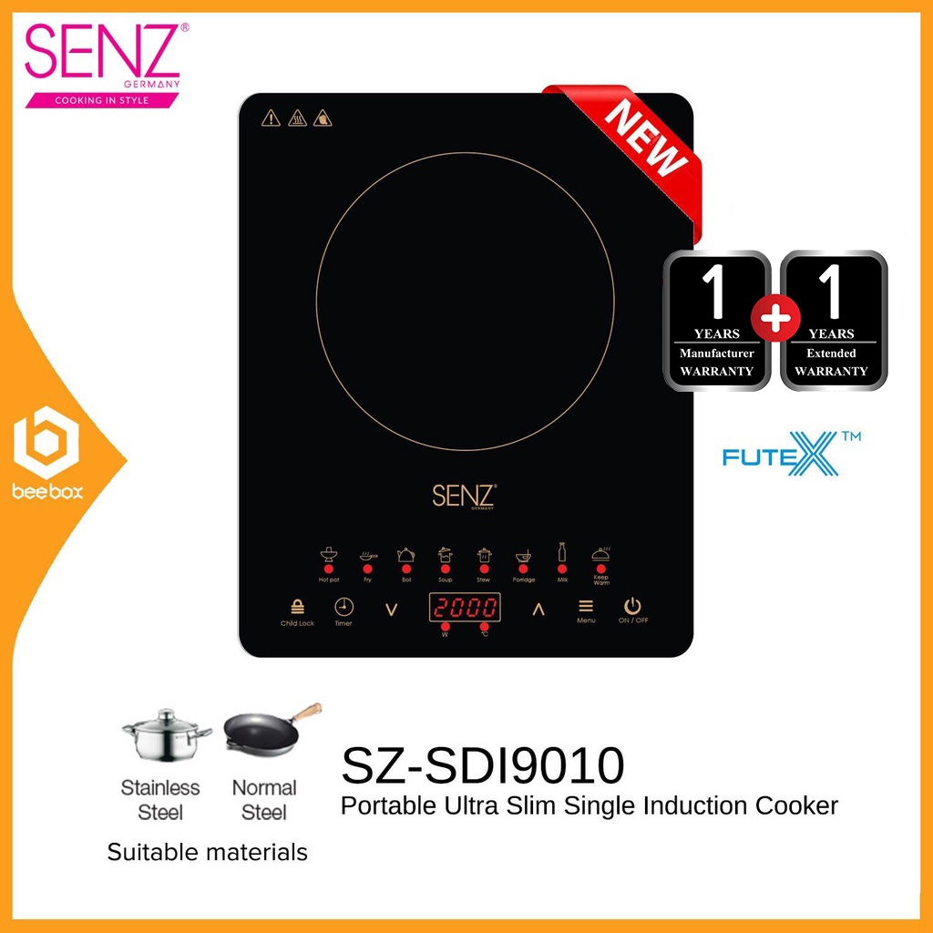 Senz SZ-SDI9010 Portable Ultra Slim Single Induction Heat Resistant ...