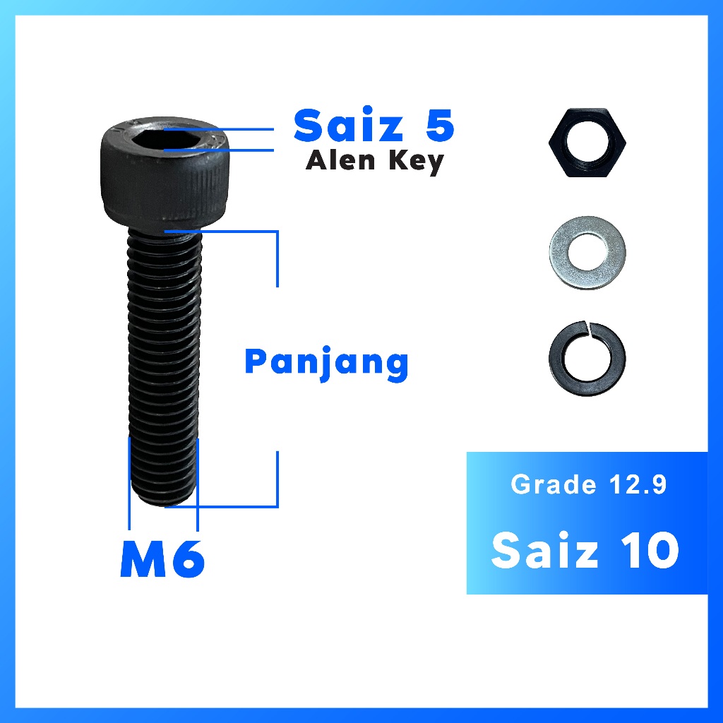 M6 Hexagon Socket Head Allen Key Screw/Skru | Shopee Malaysia