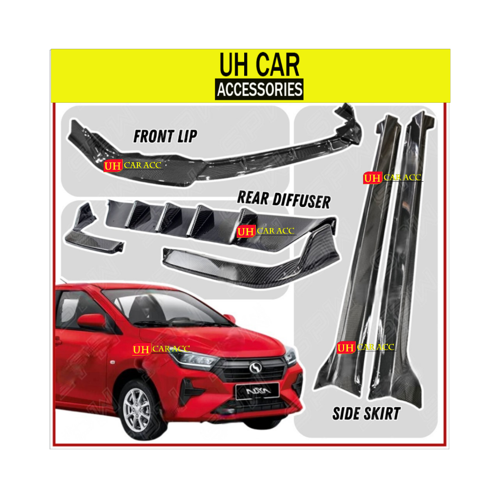 PERODUA AXIA 2023 BODYKIT FRONT LIP SIDE SKIRT REAR BUMPER DIFFUSER ...