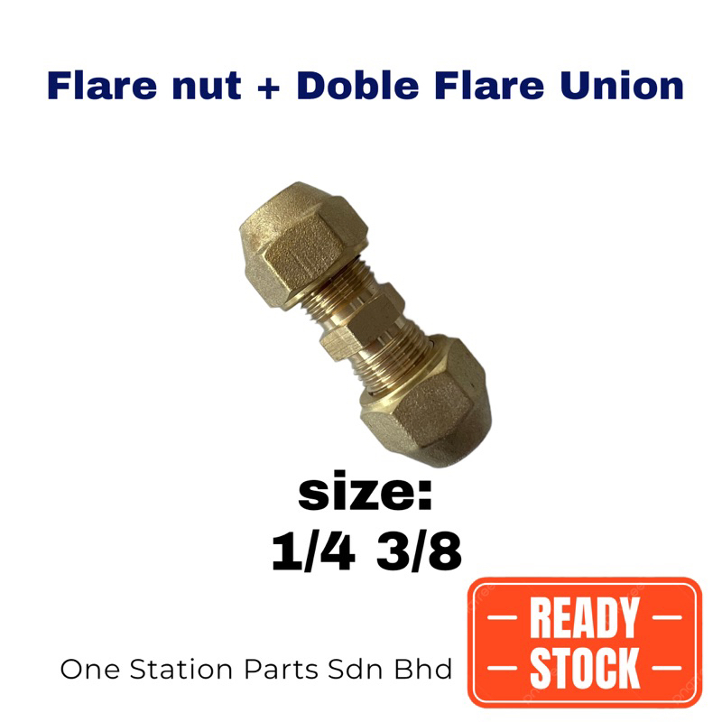 Copper Flare Nut / Double Flare Union / Air Cond Nut Tembaga (1/4", 3/8 ...