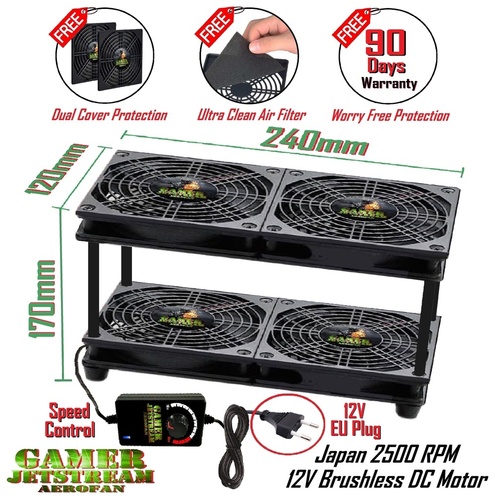 120x240mm - 4 Fan - 2 Tier With Speed Control GAMER JETSTREAM AEROFAN ...