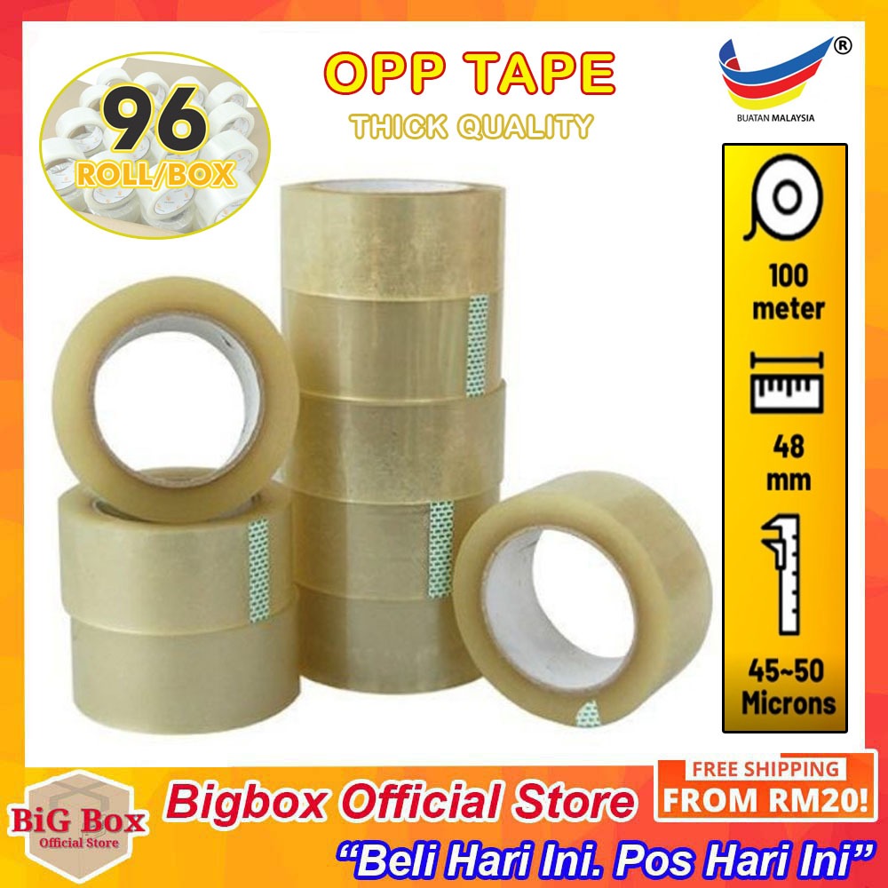 (96 rolls) Opp Clear Tape 48mm Stationery Celophone Transparent Tape ...