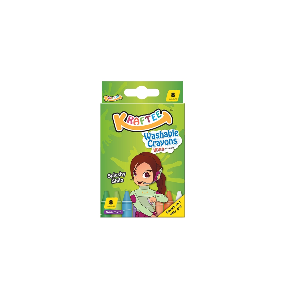 KRAFTEE 8CT WASHABLE CRAYONS SPLASHY SHILA | Shopee Malaysia