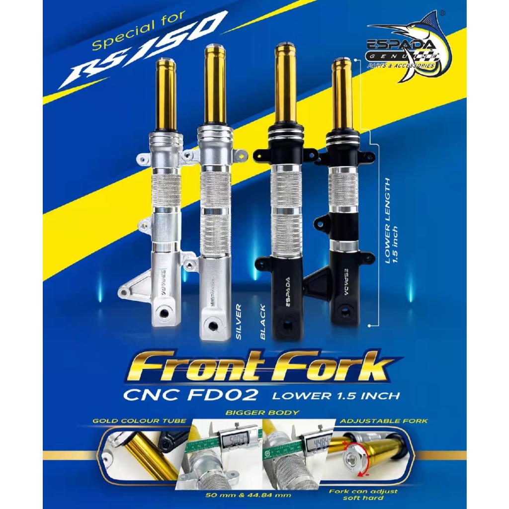 ESPADA Adjustable Front Fork CNC FD02 Lowered 1.5inch For RS150, RSX ...