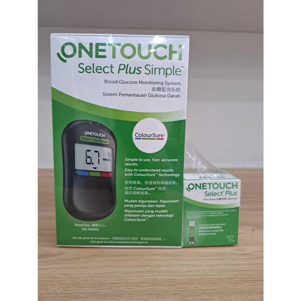 ONE TOUCH SELECT PLUS SIMPLE BLOOD GLUCOSE MONITOR SET (WITH 25 TEST ...