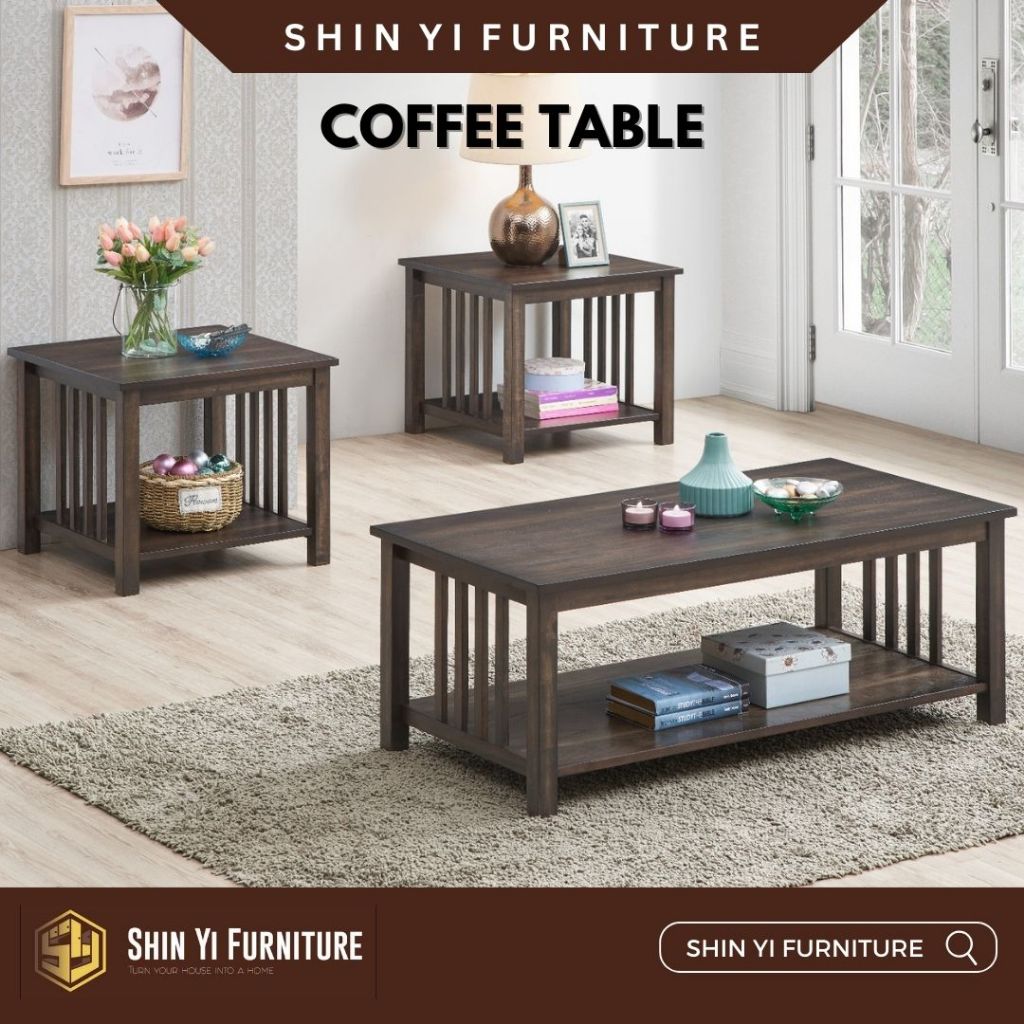 [SARAWAK] COFFEE TABLE/3 IN 1 SET/RECTANGLE SQUARE COFFEE TABLE+2 SIDE ...