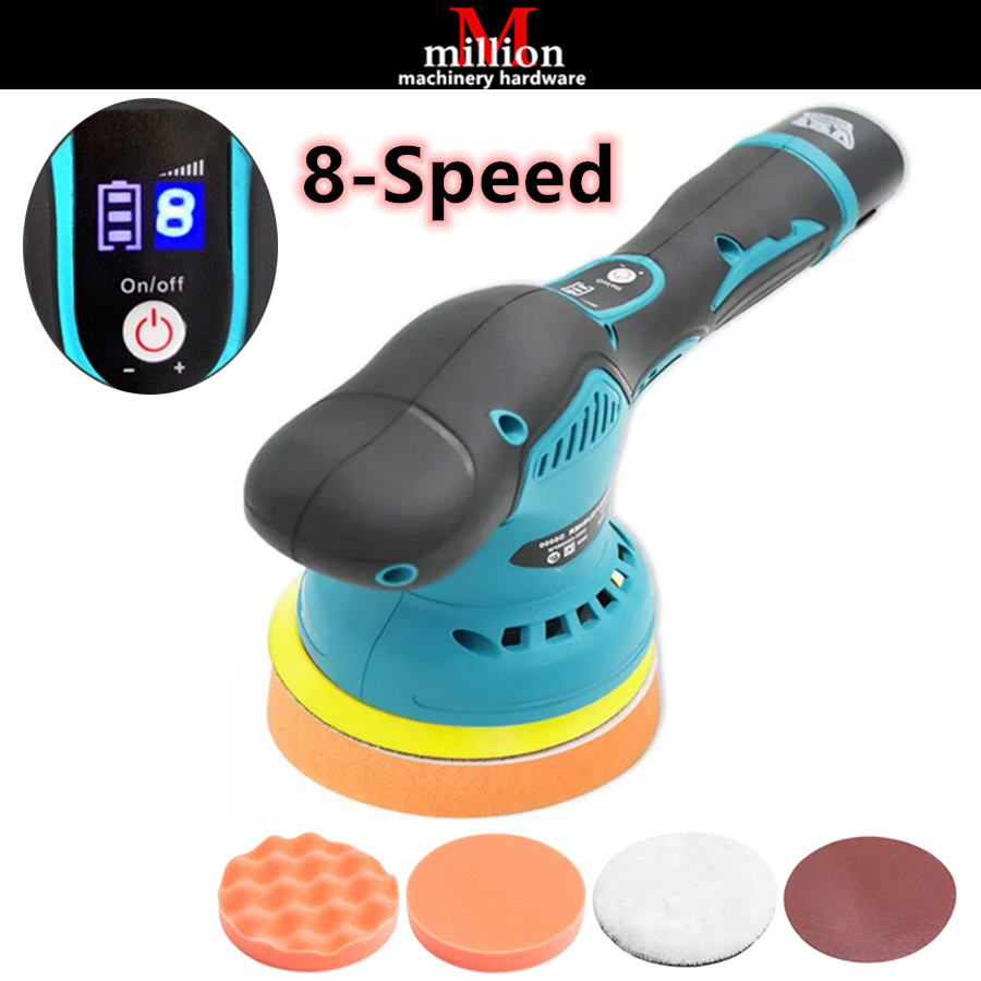 12V 5" Cordless Car Polisher 8-Speed Lithium Electric Polishing Waxing ...