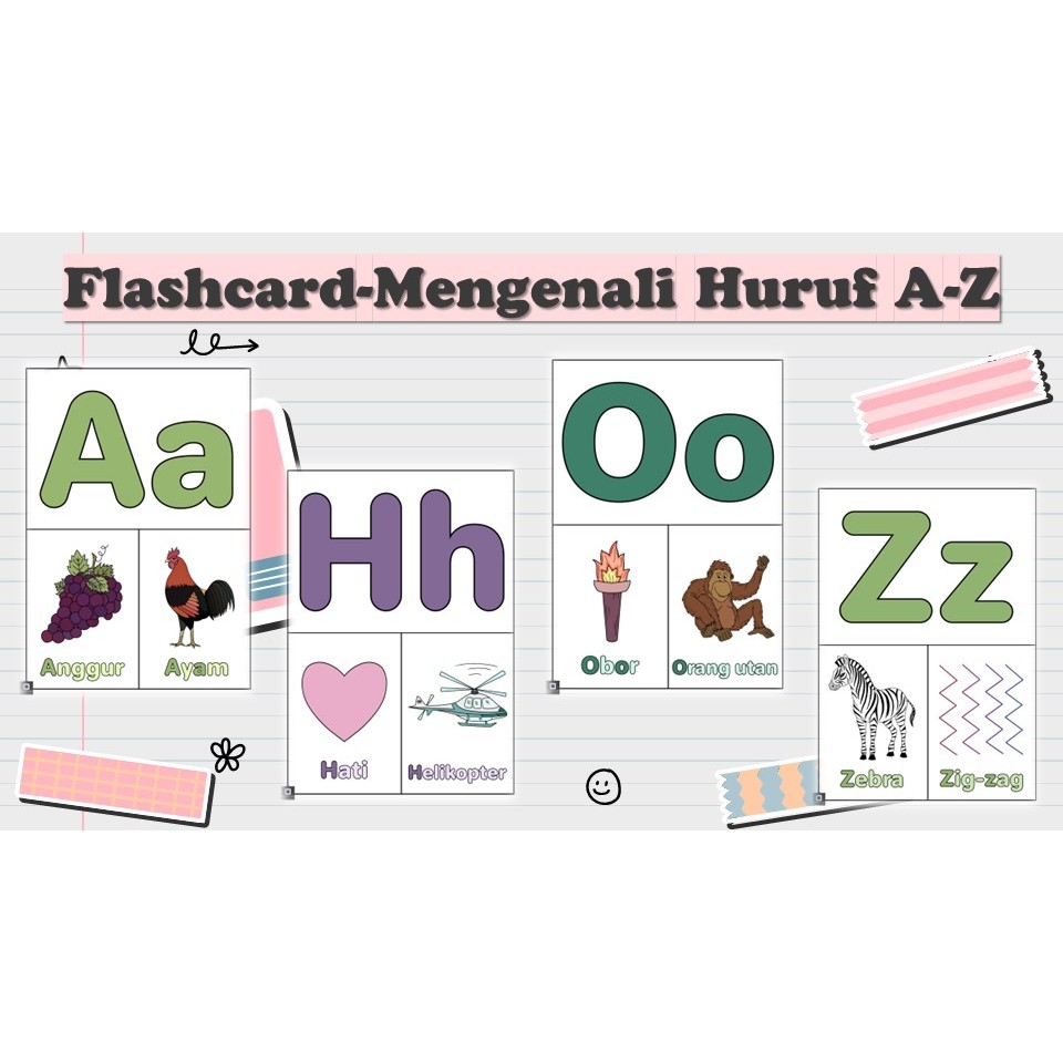 [PRE201] 26 Flashcard-Mengenali Huruf A-Z Worksheet for Pre-school PDF ...