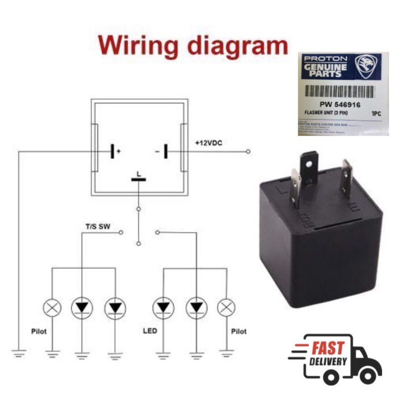 PW546916 PROTON SPEKTRON FLASHER UNIT RELAY Turn SIGNAL LIGHT 3 PIN ...