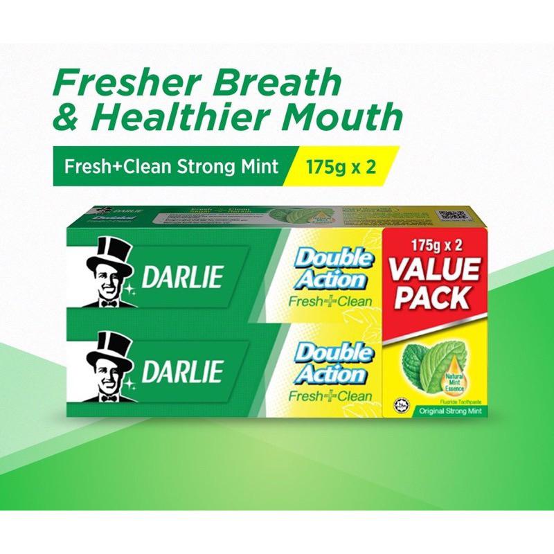 Darlie Double Action Fresh + Clean Toothpaste Original Strong Mint 175g ...