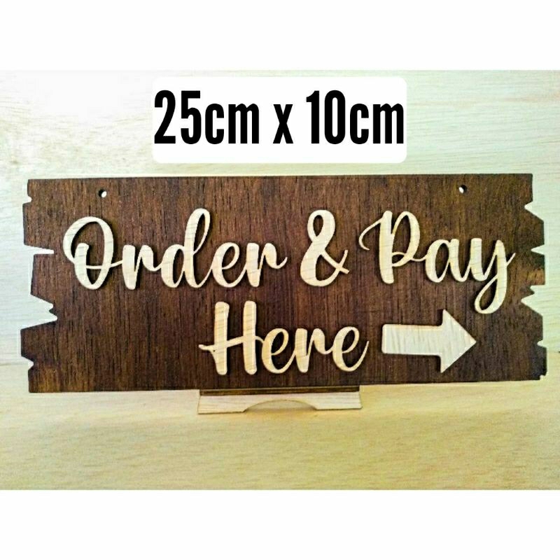 Pay Order Here Cashier Welcome Custom Text Sign Board Door Home Deco ...