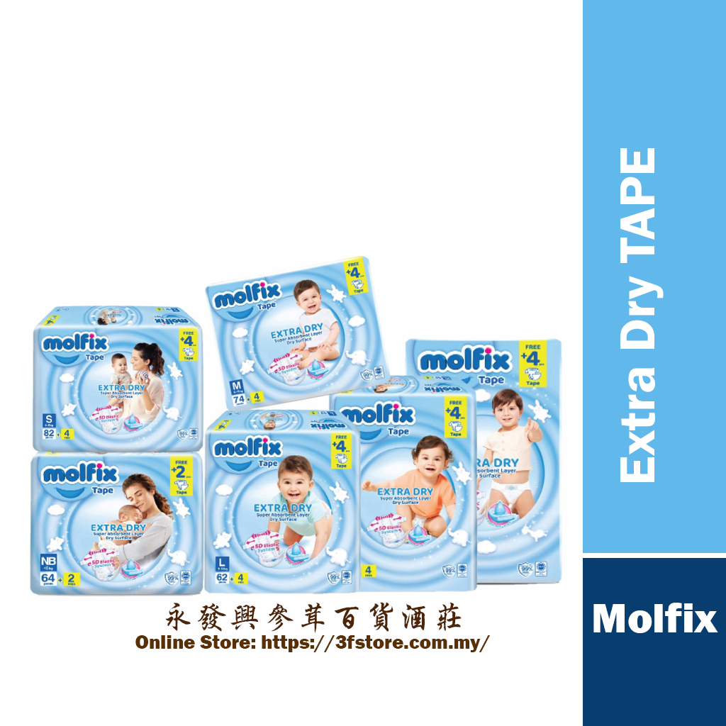 Molfix Extra Dry Tape Diapers NB/S/M/L/XL/XXL | Shopee Malaysia