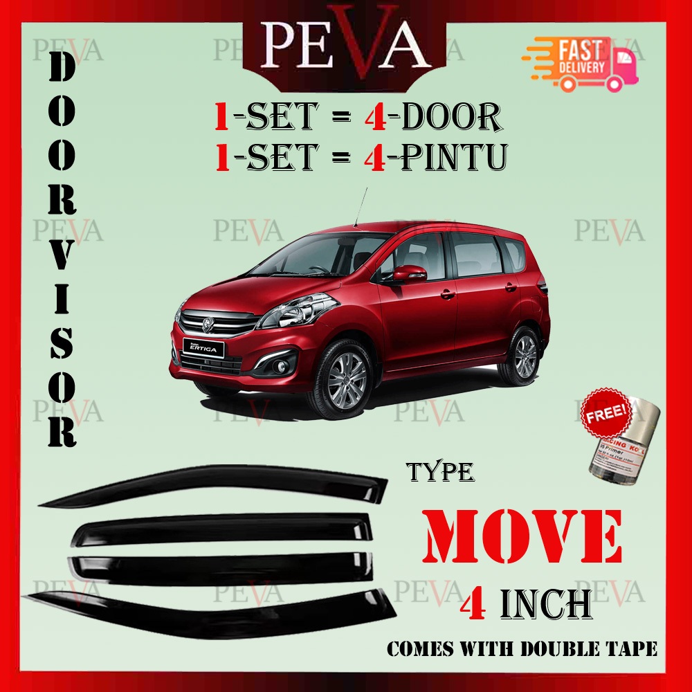 Proton Ertiga Door Visor 4PCS Car Window Mugen Small Move Air Press 4 ...