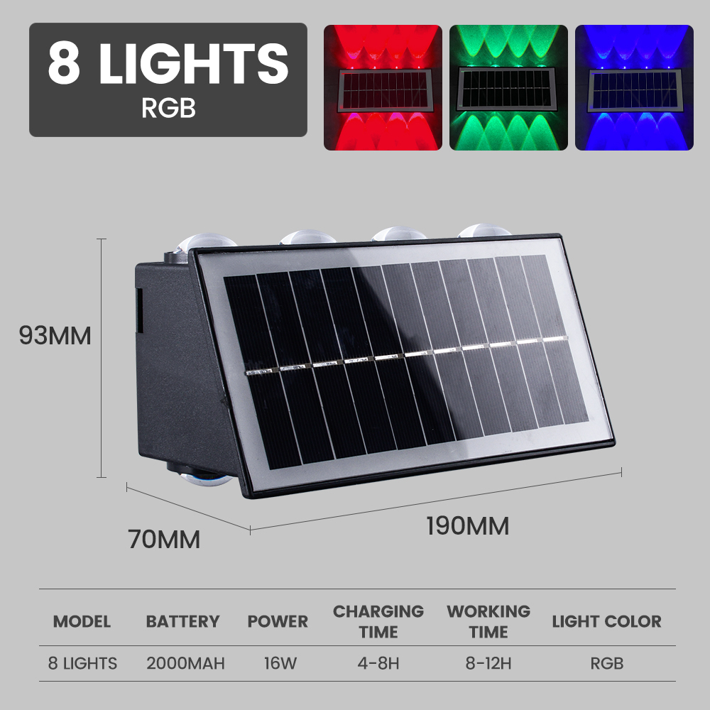 Lampu Dinding Solar LED Outdoor Waterproof Lighting Solar Wall Light 4/6/8 LED ABS Sensor ...