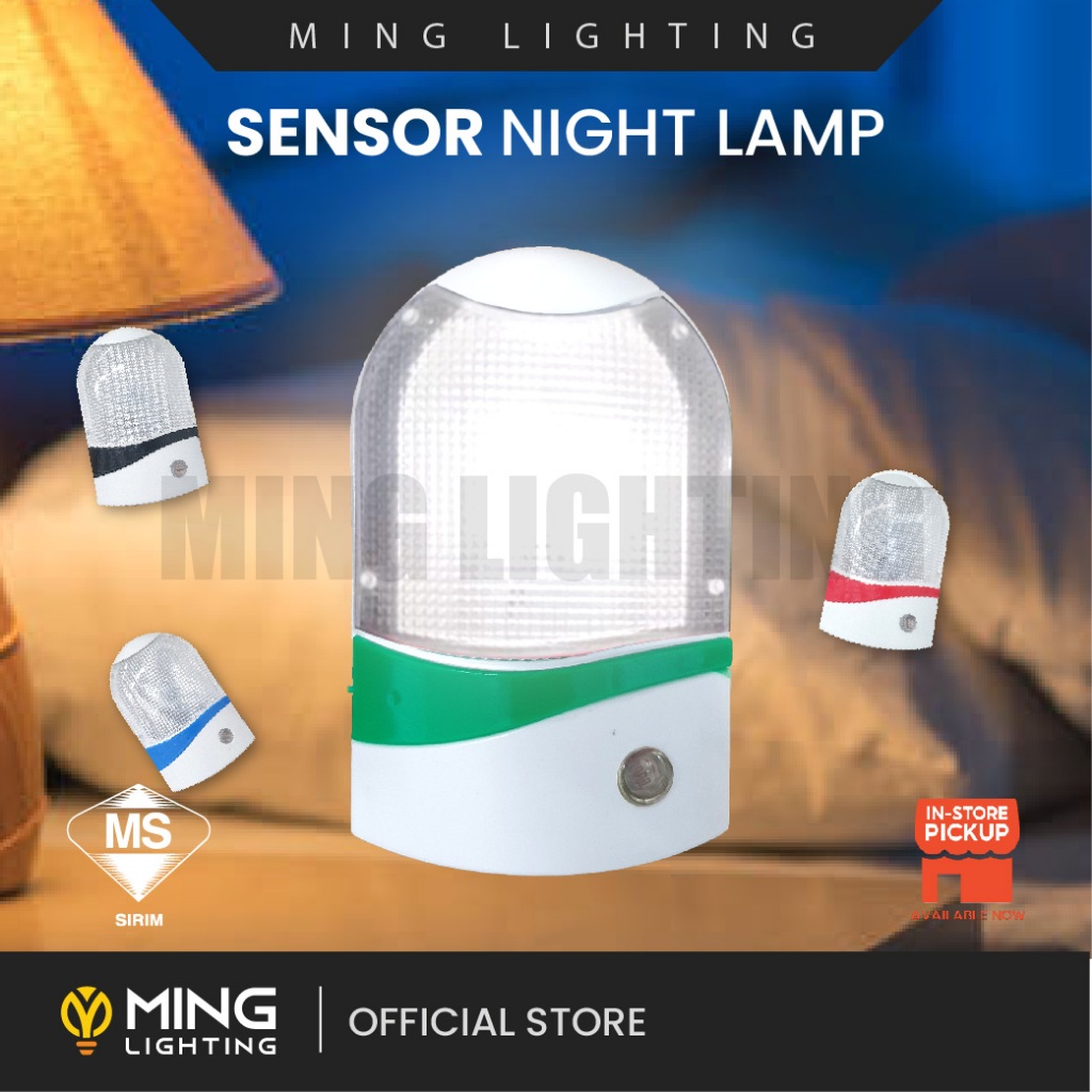 (Sirim) LED 3 Pin Mini Sensor Night Light White Plug Bedroom Lighting ...