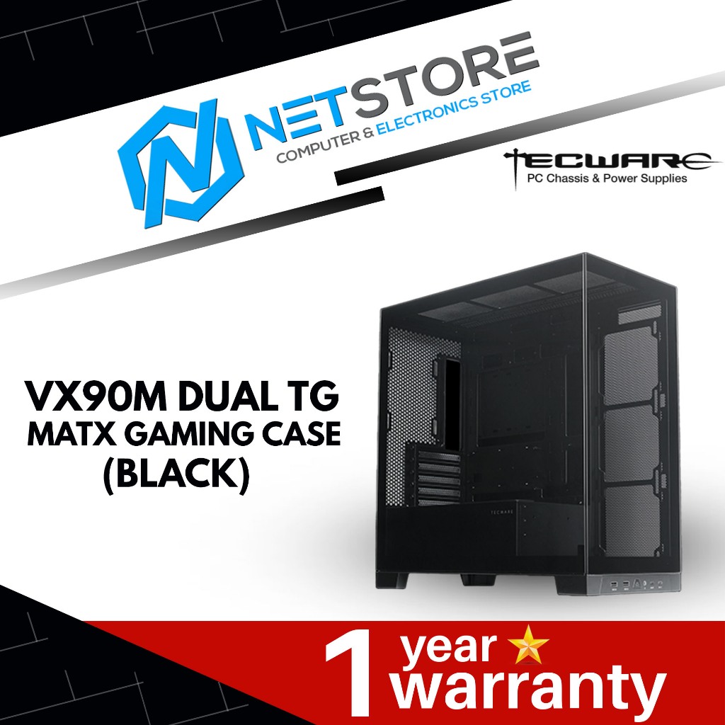 TECWARE VX90M DUAL TG MATX GAMING CASE - BLACK - TWCA-VX90M-BKAR ...