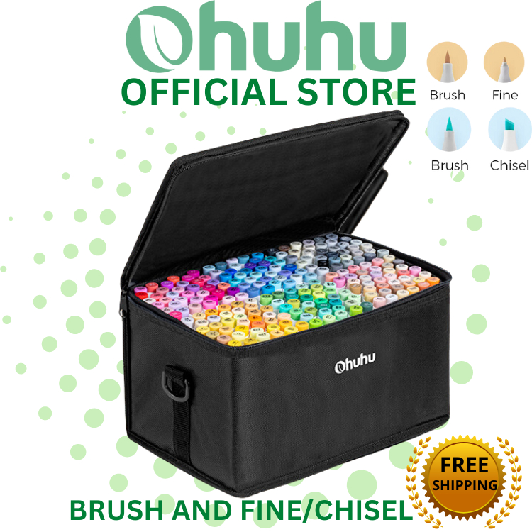 Ohuhu Full Set 104/216/320 Colors Dual Tips Alcohol Art Markers Brush ...