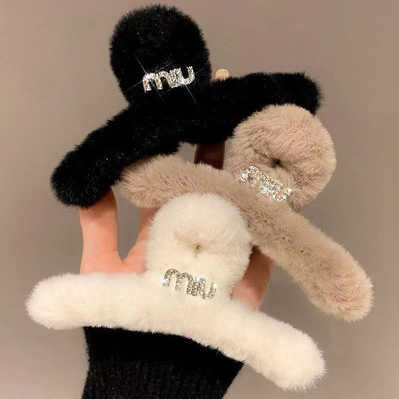 Korea's Miu Letter Furry Clip Cross Plush Hair Clip Shark Hair Clamp ...