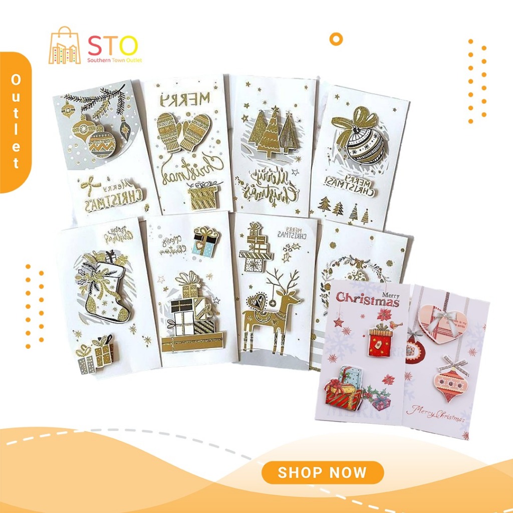 STO [1pcs] Cartoon Christmas Card Merry Christmas Wish Folding Paper ...
