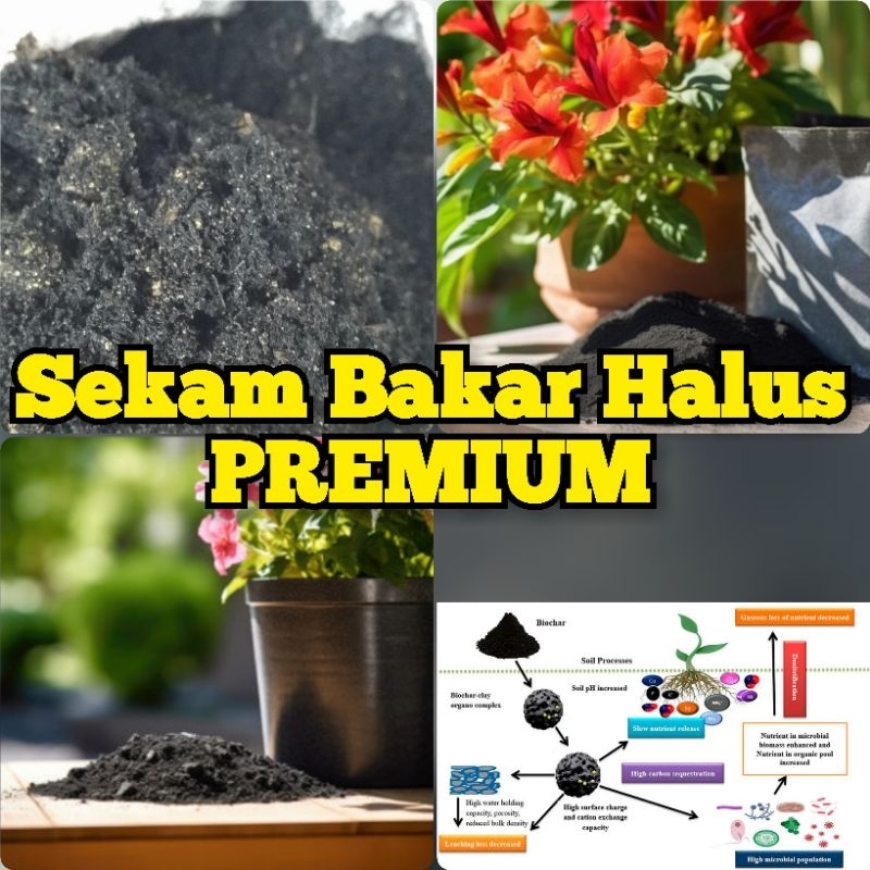 Sekam Padi Bakar Premium Halus 1kg Sesuai untuk Anak Pokok, Bunga ...