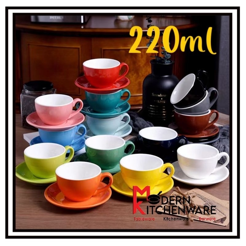 【ModernKitchenware】220ml 240ml Barista Ceramic Porcelain Colour Coffee ...