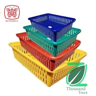 BUTTERFLY( RANDOM COLOUR) Rectangular Colander Hamper Basket / Bakul ...