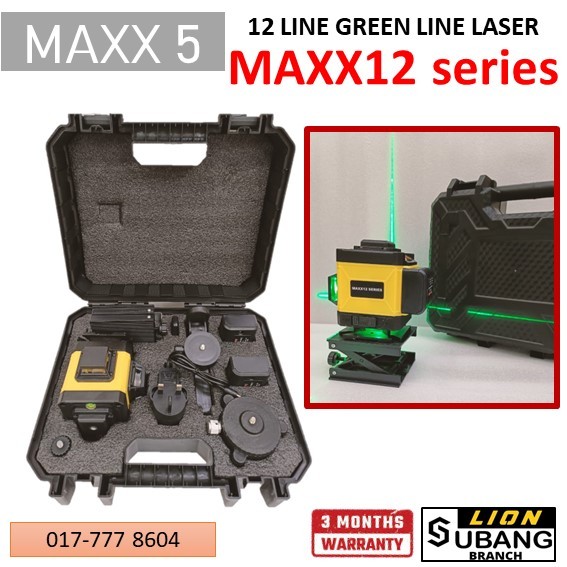 MAXX5 360° Rotary 3D Green Laser Level 12/16 Lines Self Leveling Cross ...
