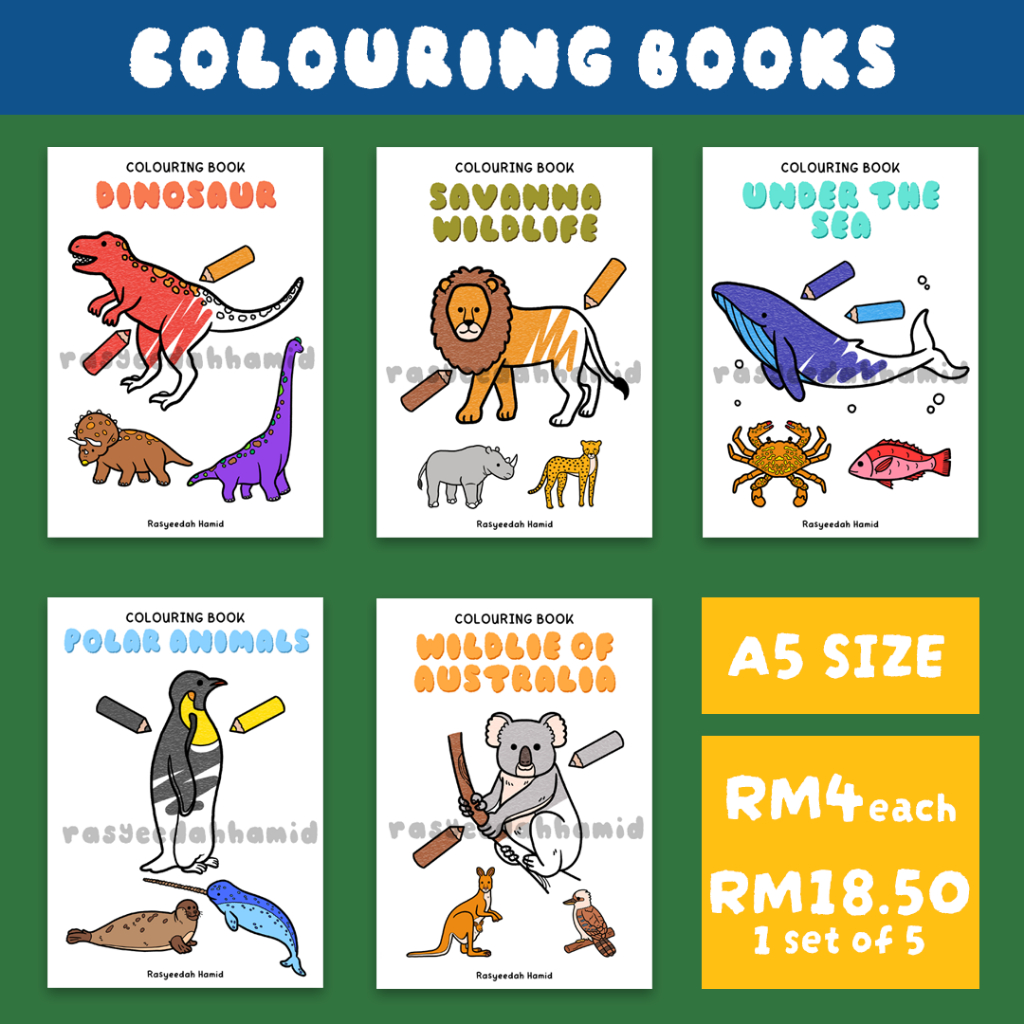Children Kids Colouring book | Buku Kertas Mewarna | Dinosaur Savanna ...