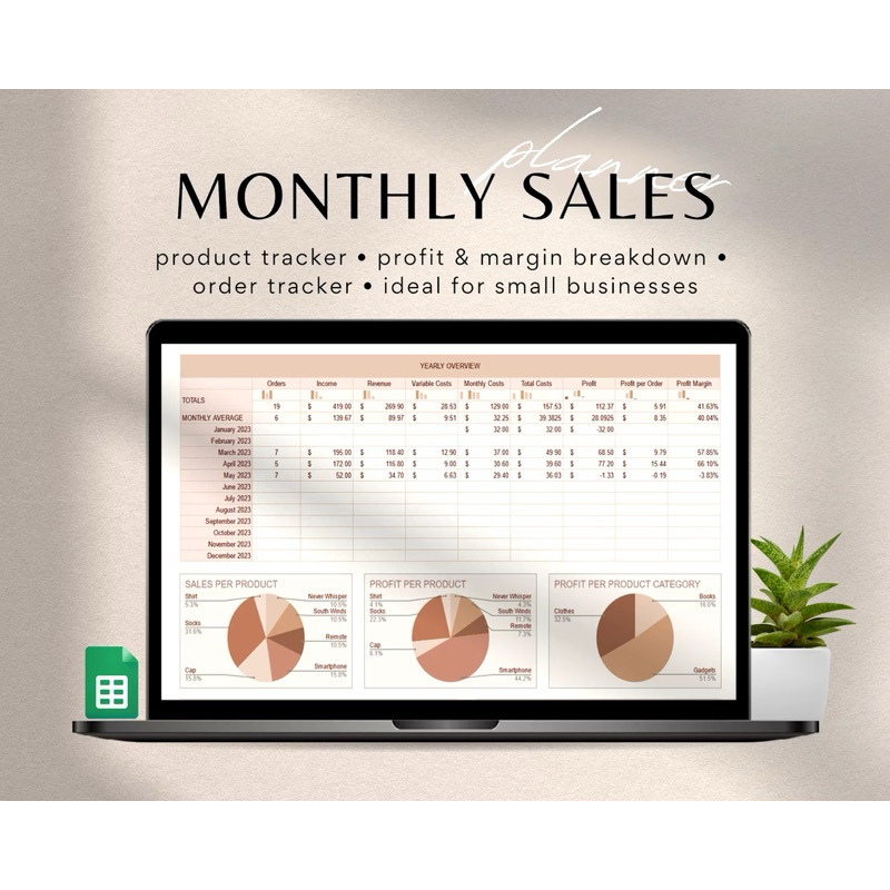 Automated Monthly Sales Tracker Planner Template with Google Sheets ...