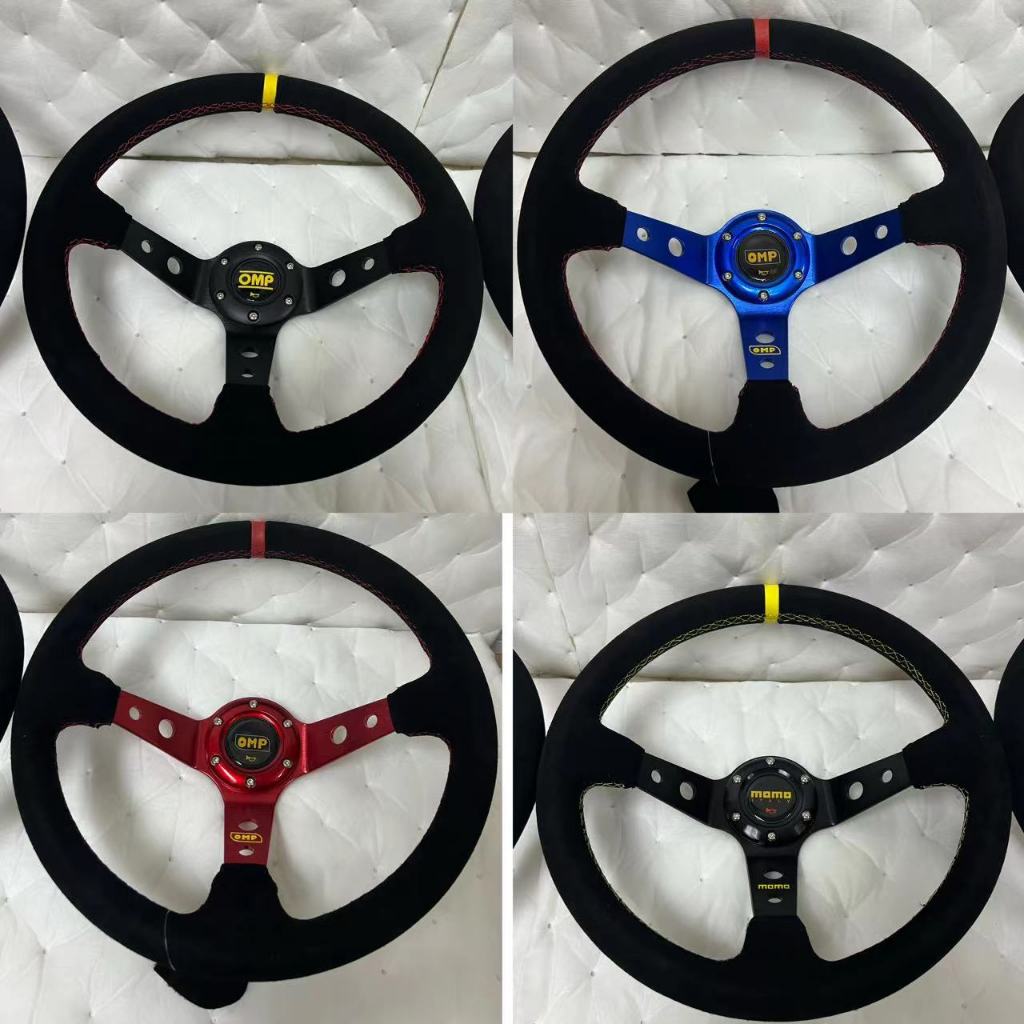 OMP MOMO 14'' Inch 350mm Suede Style Deep Dish Racing Steering Wheel | Shopee Malaysia