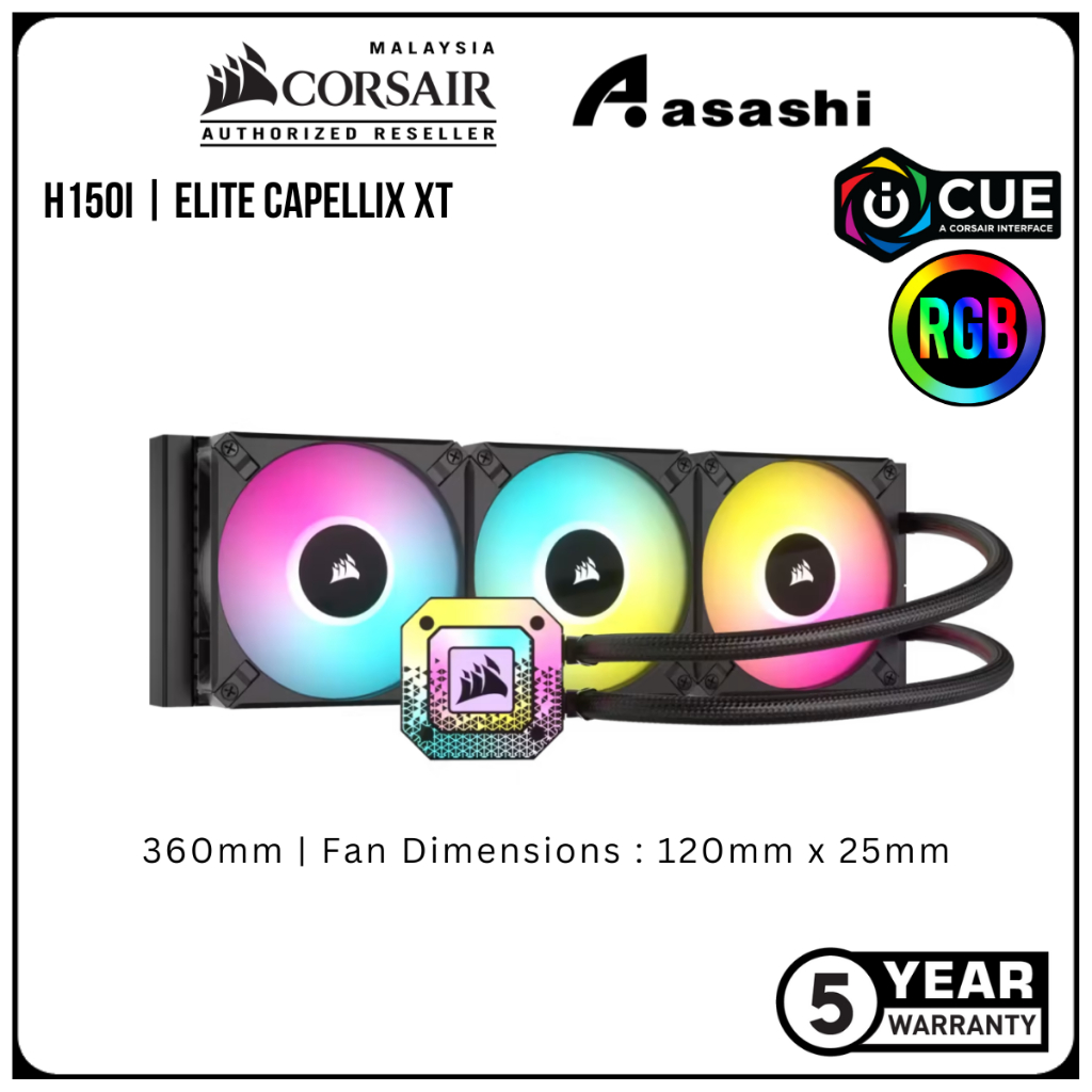 Corsair iCUE H100i H115i H150i ELITE CAPELLIX XT / XT AIO Liquid CPU ...