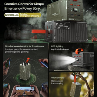 REMAX RPP-609 60000mAh Large Capacity Container Powerbank 5 Outputs 2 Inputs 22.5W Fast Charging ...