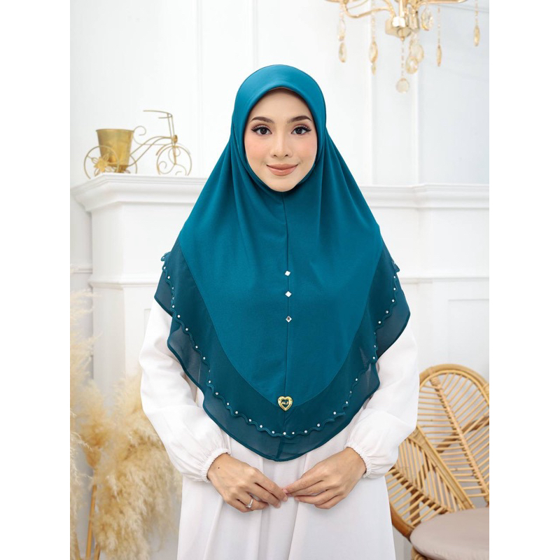 Sarung Khadijah 2 Layer | Tudung Instant 2 Layer | Sarima Instnat | Moscrepe + Chiffon + Daimond ...