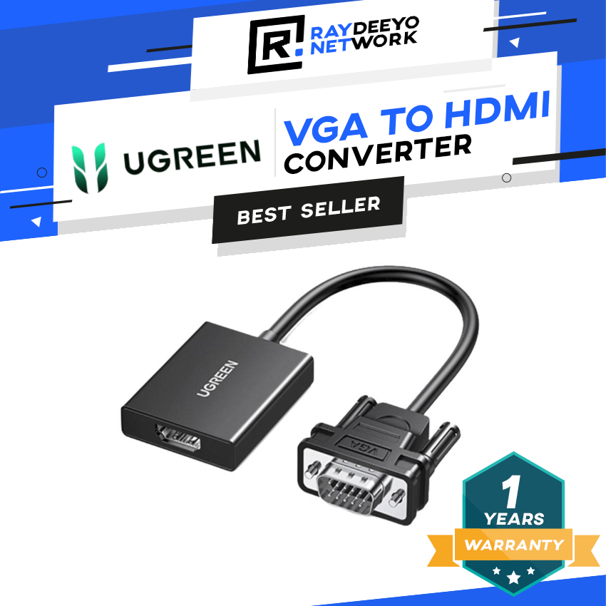 Ugreen VGA TO HDMI + 3.5MM Converter [1080P@60HZ] | Shopee Malaysia