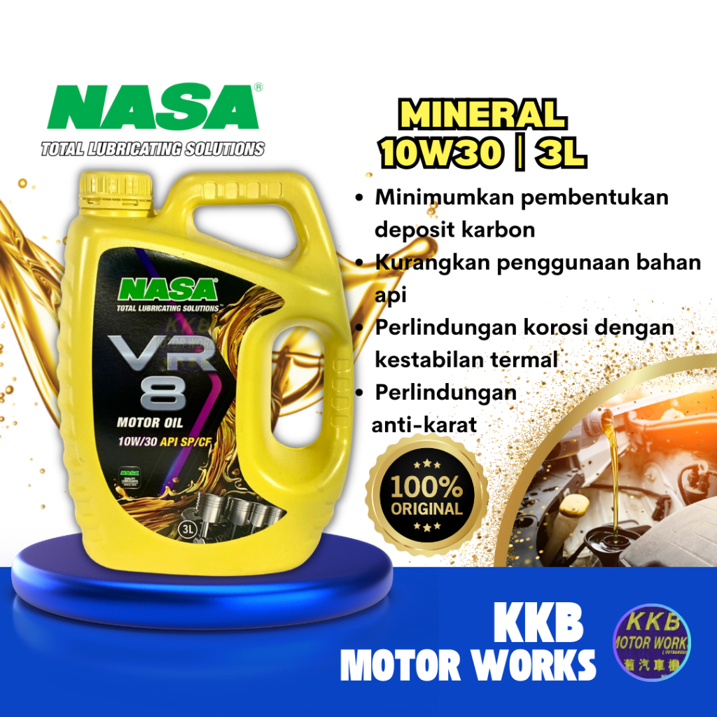 NASA VR8 Mineral Engine Oil 10W30 API SP/CF (3L) [100% AUTHENTIC ...